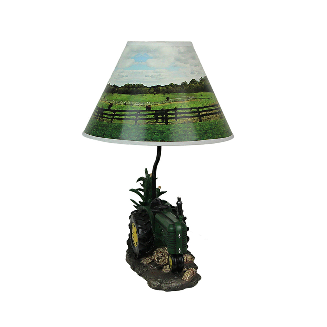 19 Inch Vintage Green Farm Tractor Table Lamp Farmhouse Country Decor ...