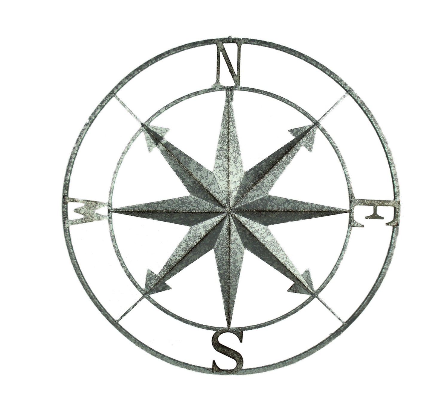 Distressed Metal Indoor/Outdoor Compass Rose Wall Hanging 28 Inch — Zeckos