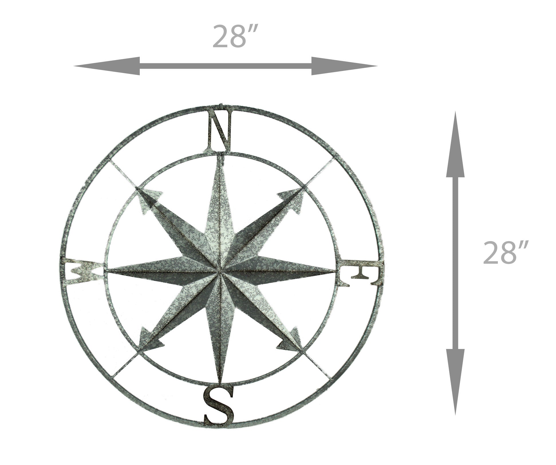 Distressed Metal Indoor/Outdoor Compass Rose Wall Hanging 28 Inch — Zeckos