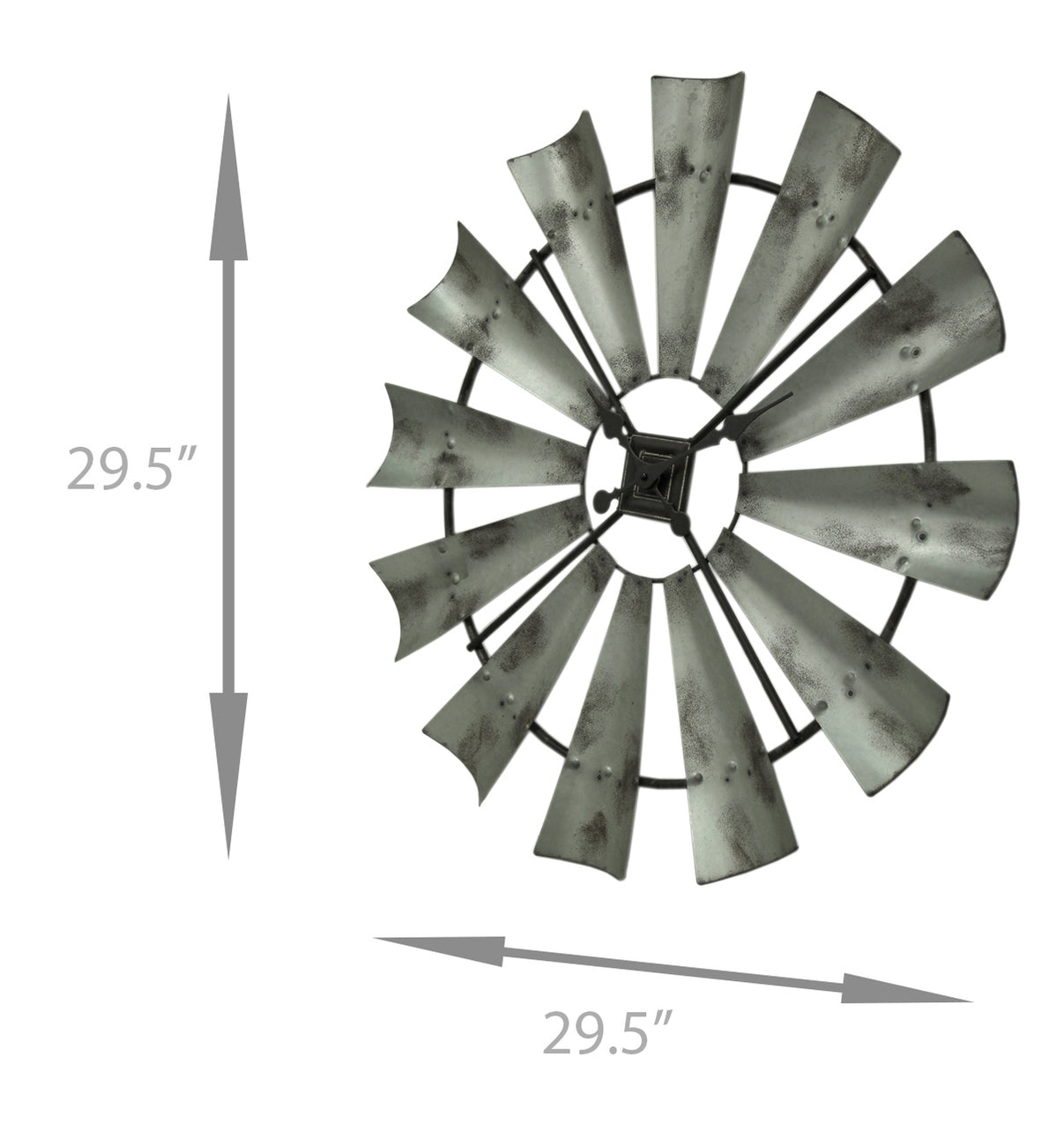 Rustic 30 inch Metal Windmill Wall Clock - Windmill Wall Decor In Dist ...