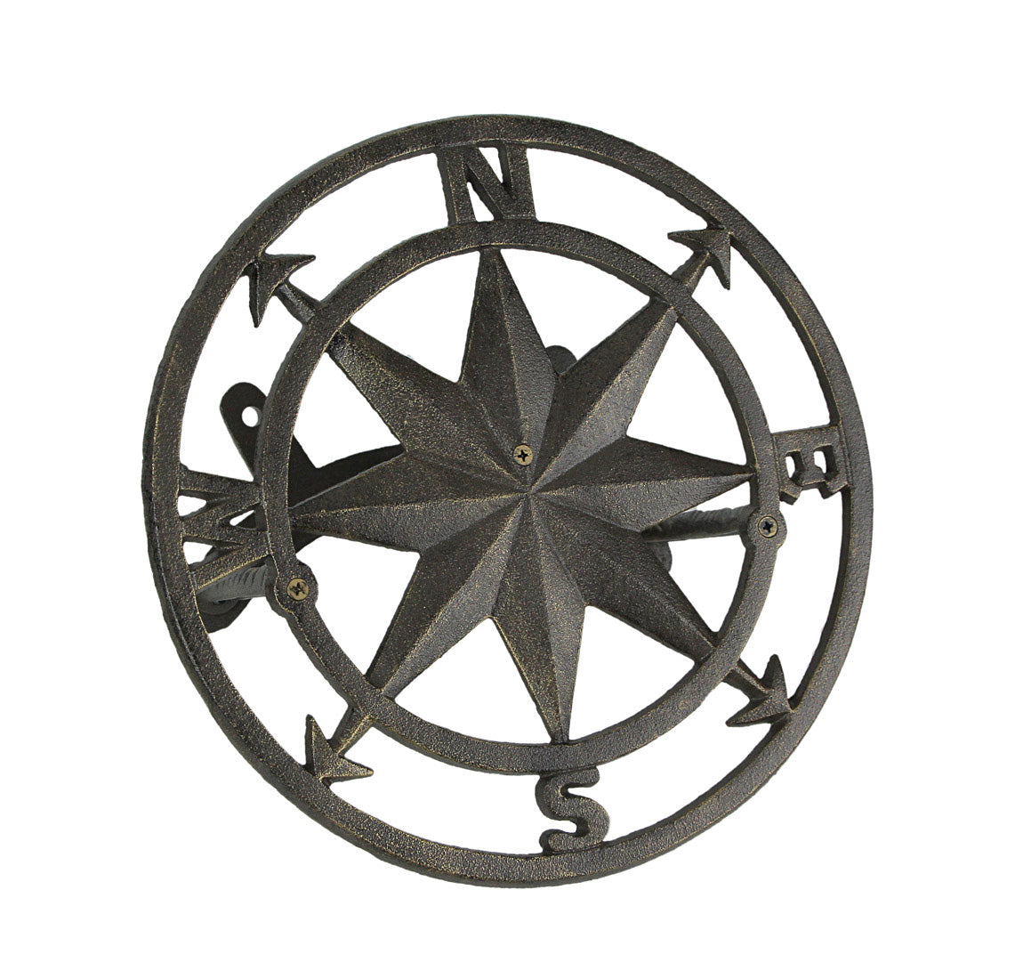 Decorative Wall Mounted Cast Iron Nautical Compass Rose Garden Hose Ha ...