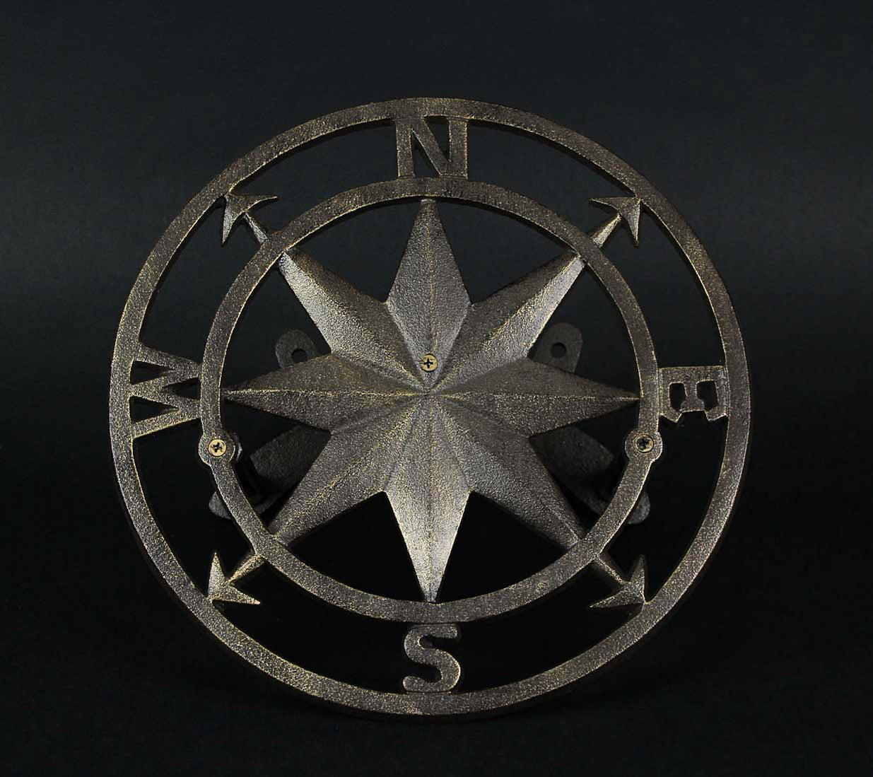 Decorative Wall Mounted Cast Iron Nautical Compass Rose Garden Hose Ha ...