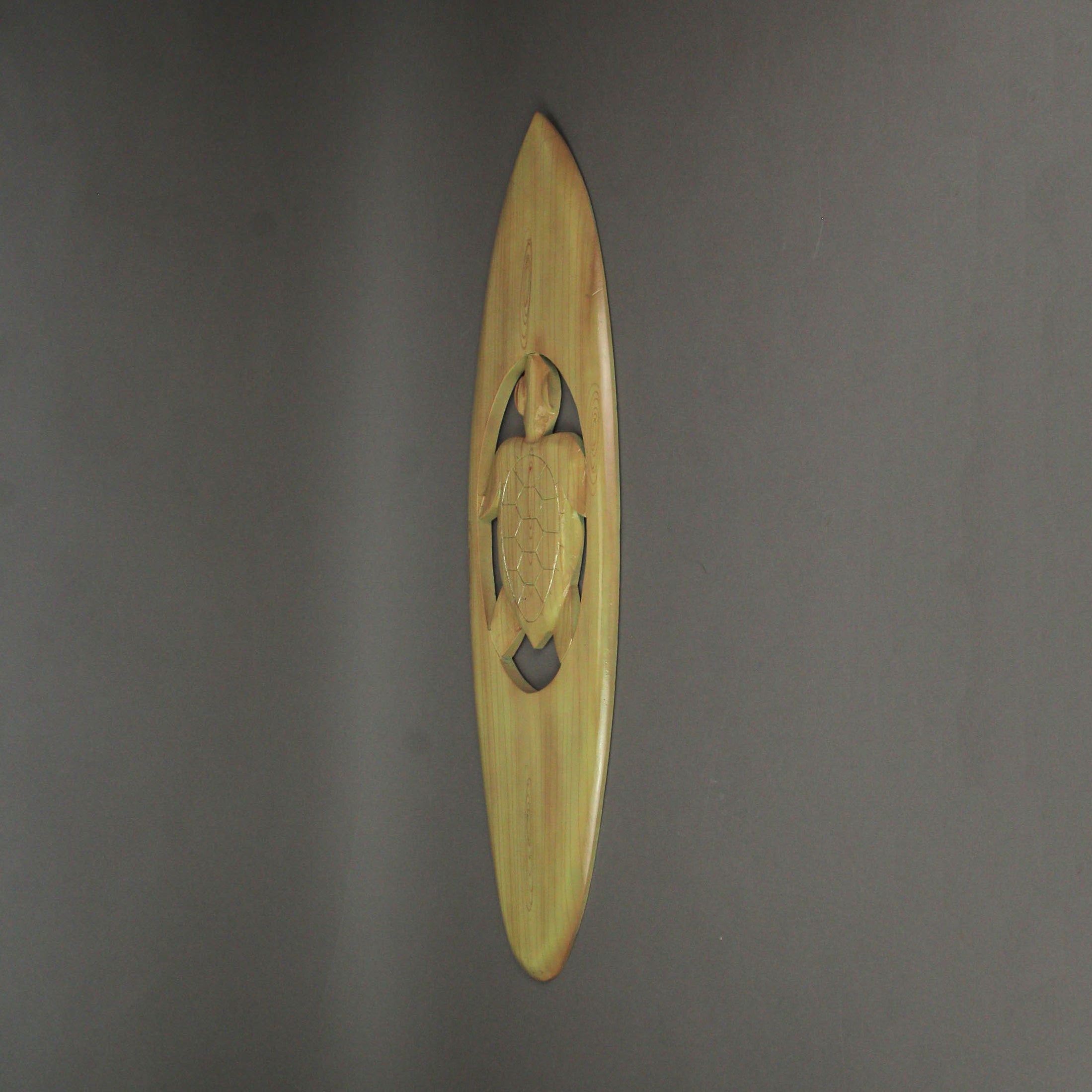 Natural Finish Hand Carved Cut-Out Sea Turtle Wooden Surfboard Decorat ...